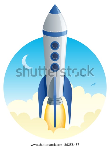 Cartoon Illustration Rocket Taking Off Stock Vector (Royalty Free ...