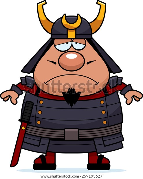 Cartoon Illustration Samurai Looking Sad Stock Vector (Royalty Free ...