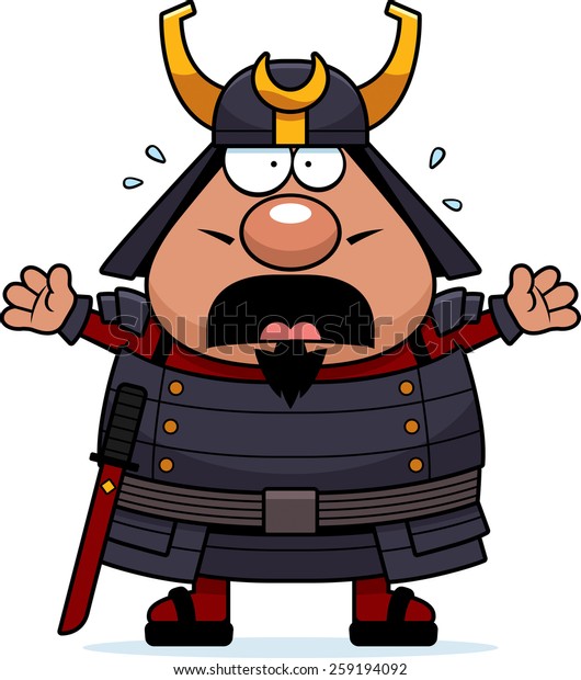 Cartoon Illustration Samurai Looking Scared Stock Vector (Royalty Free ...
