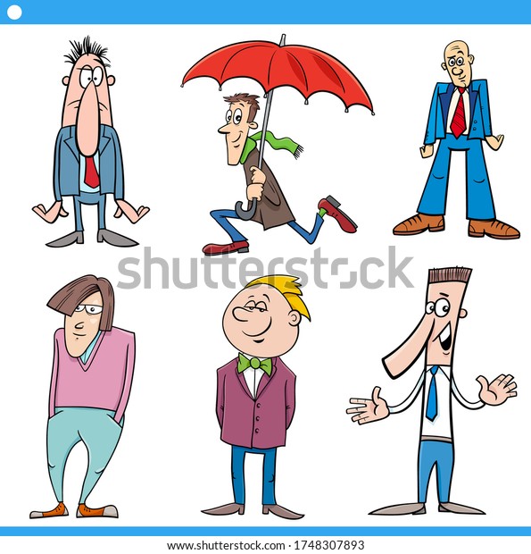Cartoon Illustration Set Funny Men Characters Stock Vector (Royalty ...