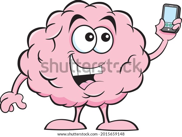 Cartoon Illustration Smiling Brain Taking Picture Stock Vector (Royalty ...