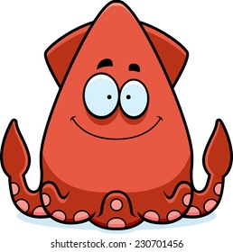 Cartoon Illustration Squid Smiling Stock Vector (Royalty Free ...