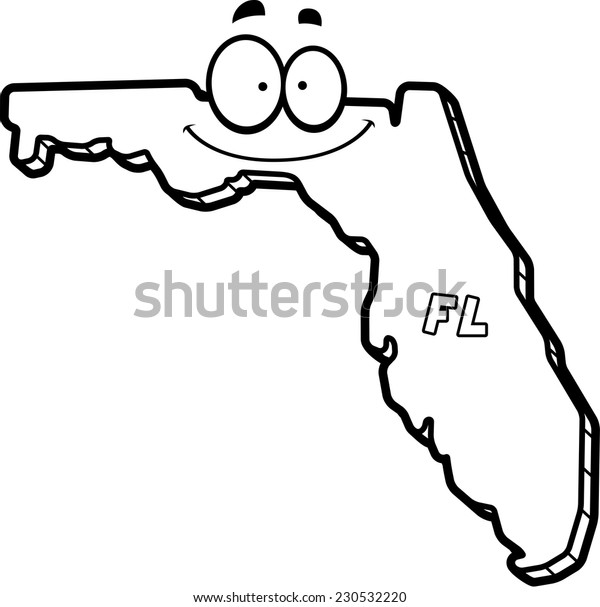 Cartoon Illustration State Florida Smiling Stock Vector (Royalty Free ...