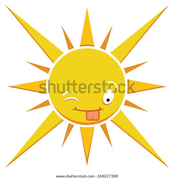 Cartoon Illustration Sun Winking Stock Vector (Royalty Free) 268027388