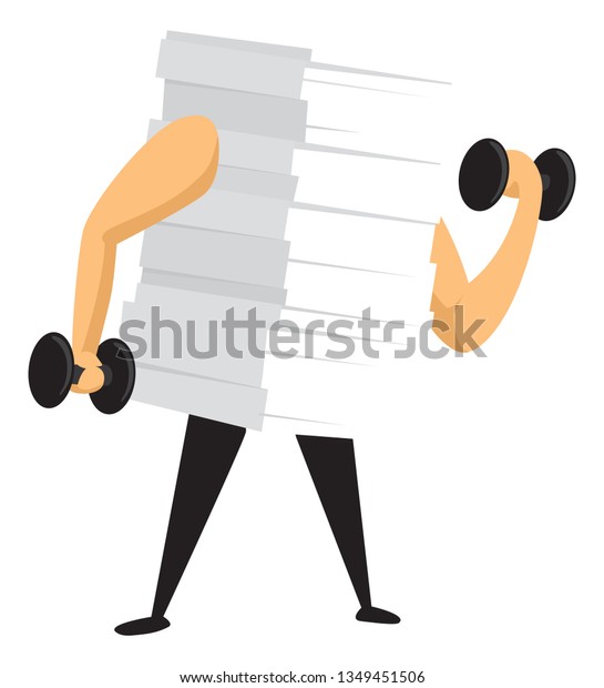 Cartoon Illustration Tall Paper Stack Working Stock Vector (Royalty ...