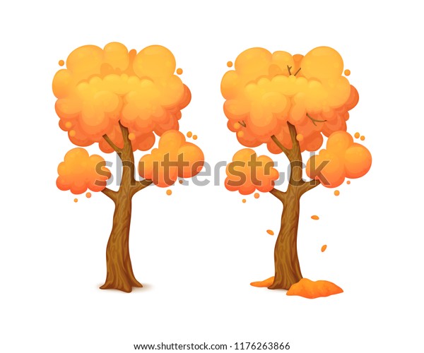 Cartoon Illustration Tree Curved Trunk Isolated Stock Vector (Royalty ...