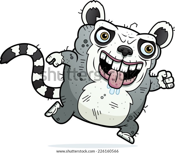 Cartoon Illustration Ugly Lemur Running Stock Vector (Royalty Free ...