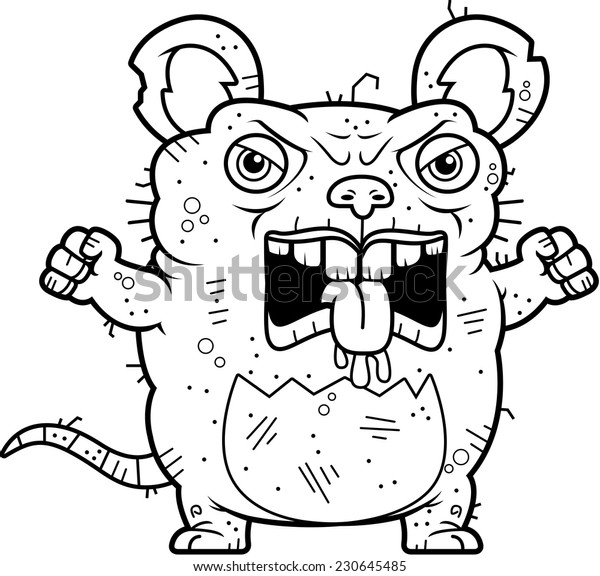 Cartoon Illustration Ugly Rat Looking Angry Stock Vector (Royalty Free ...