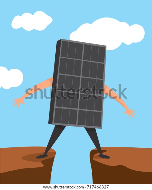 Cartoon Illustration Undecided Solar Panel Standing Stock Vector ...