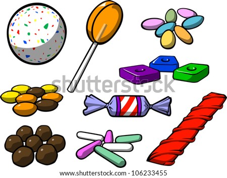 Cartoon Illustration Various Types Candy Isolated Stock Vector (Royalty ...