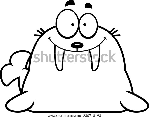 Cartoon Illustration Walrus Smiling Stock Vector (Royalty Free ...