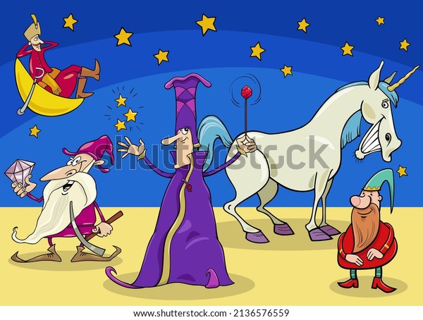 Cartoon Illustration Wizard Dwarfs Fantasy Fairy Stock Vector (Royalty ...