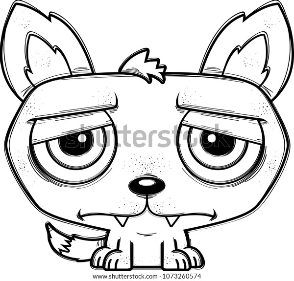 Cartoon Illustration Wolf Looking Depressed Stock Vector (Royalty Free ...