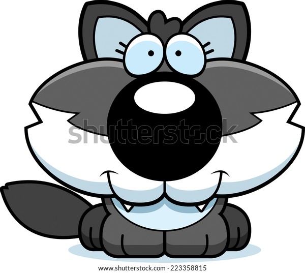 Cartoon Illustration Wolf Pup Happy Expression Stock Vector (Royalty ...