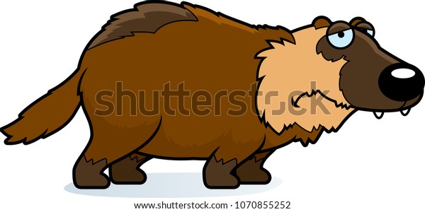 Cartoon Illustration Wolverine Looking Sad: vector de stock (libre de ...
