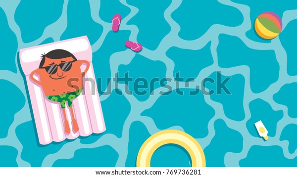 Cartoon Illustrations Depicting Man Swimming Pool Stock Vector (Royalty ...