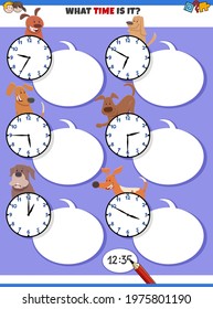 Cartoon Illustrations Telling Time Educational Task Stock Vector ...