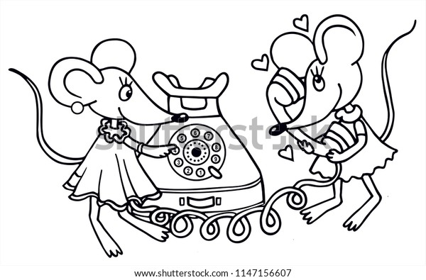 Cartoon Image Two Cute Mouses Talking Stock Vector (Royalty Free ...