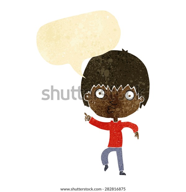 Cartoon Impressed Boy Pointing Speech Bubble Stock Vector (Royalty Free ...