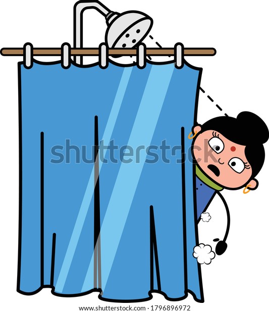 Cartoon Indian Lady Taking Shower Character Stock Vector (Royalty Free ...