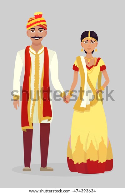 Cartoon Indian Wedding Couple Vector Illustration Stock Vector (Royalty ...