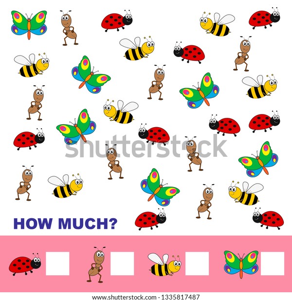 Cartoon Insects Educational Math Game Vector Stock Vector (Royalty Free ...