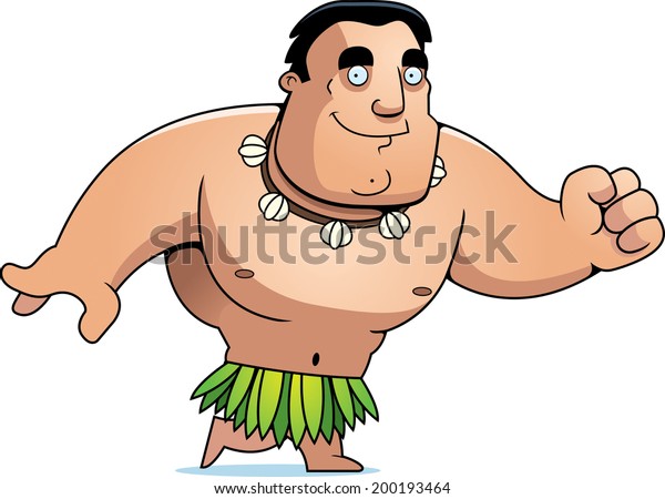 Cartoon Islander Man Walking Smiling Stock Vector (Royalty Free ...