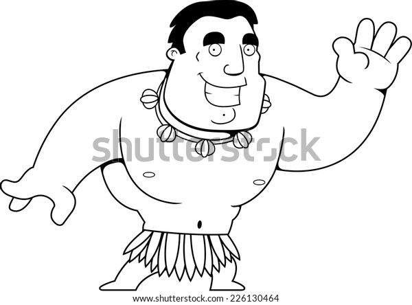 Cartoon Islander Man Waving Smiling Stock Vector (Royalty Free ...