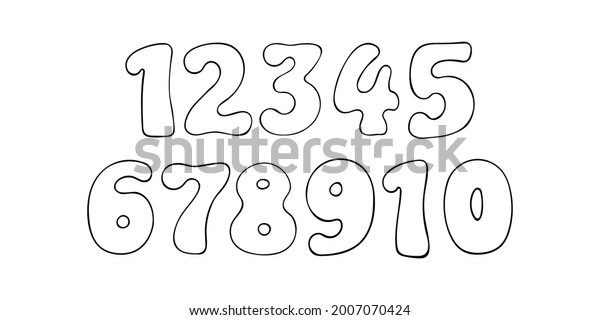 Cartoon Isolated Numbers Black On White Stock Vector (Royalty Free ...