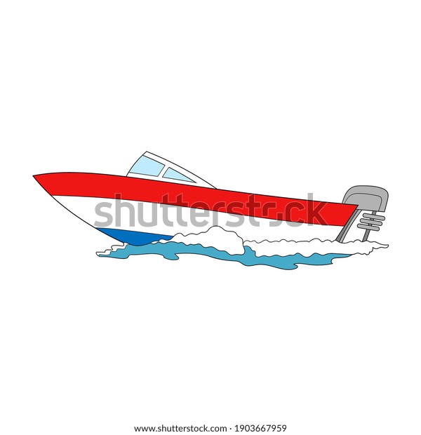 Cartoon Isolated Speedboat Vector Llustration Stock Vector (Royalty ...