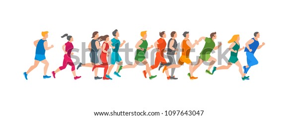 Cartoon Jogging Characters People Set Concept Stock Vector (Royalty ...