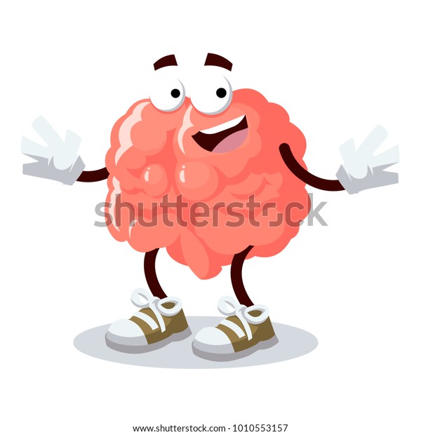 Cartoon Joyful Brain Smiling On White Stock Vector (Royalty Free ...