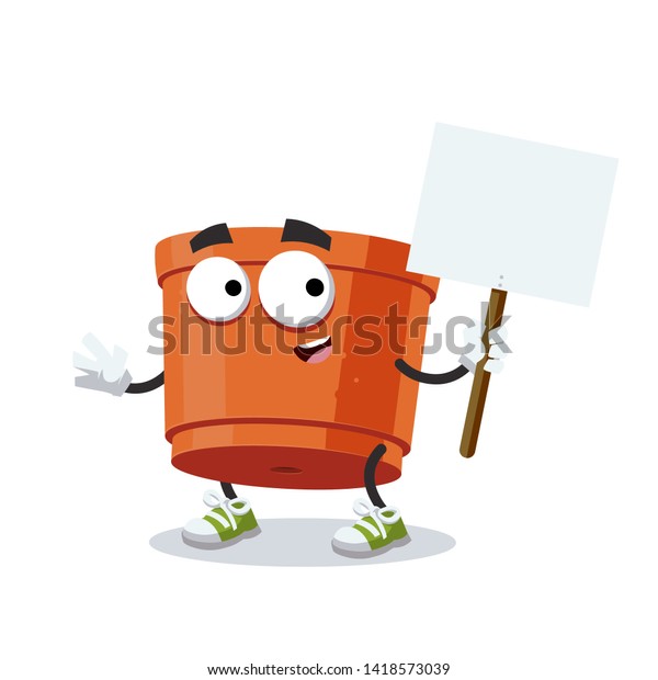 Cartoon Joyful Empty Clay Pot Plants Stock Vector (Royalty Free ...