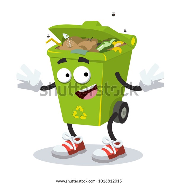 Cartoon Joyful Trash Can Mascot Smiling Stock Vector (Royalty Free ...