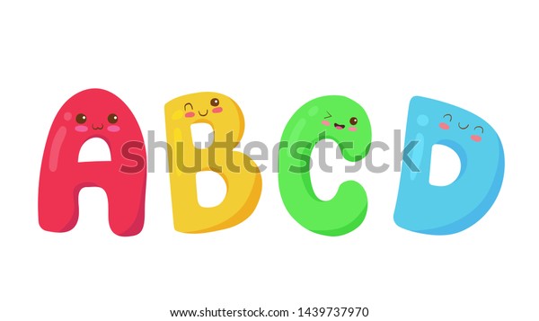 Cartoon Kawaii Abcd Letters Theme Children Stock Vector (Royalty Free ...