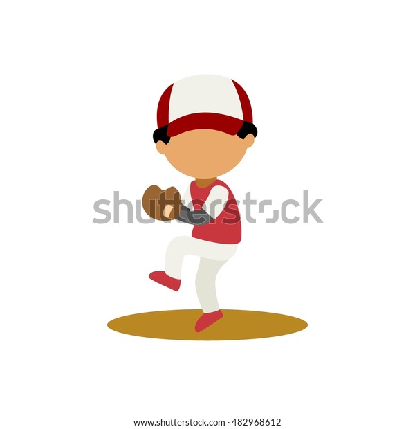 Cartoon Kid Baseball Pitcher Ready Before Stock Vector (Royalty Free ...