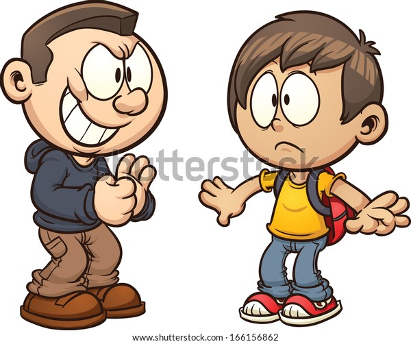 Cartoon kid getting bullied. Vector clip art illustration with simple ...