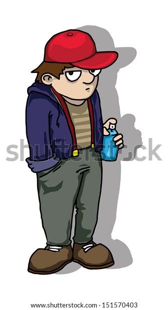 Cartoon Kid Spraycan Baseball Cap Vector Stock Vector (Royalty Free ...
