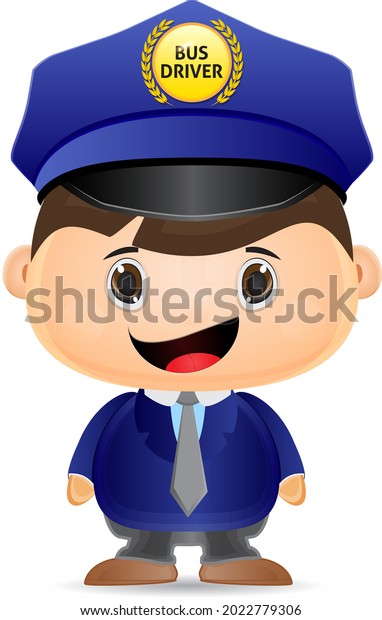Cartoon Kid Wearing Bus Driver Uniform Stock Vector (Royalty Free ...