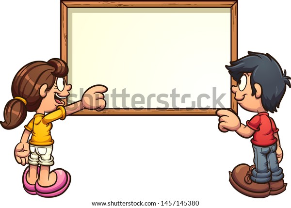 Cartoon Kids Back View Pointing Empty Stock Vector (Royalty Free ...