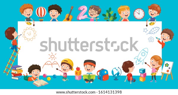 Cartoon Kids Frame Copy Space Stock Vector (Royalty Free) 1614131398