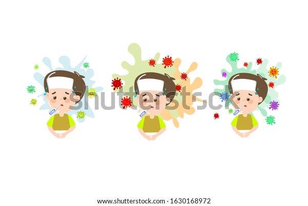 Cartoon Kids Having Cold Vector Stock Vector (Royalty Free) 1630168972 ...