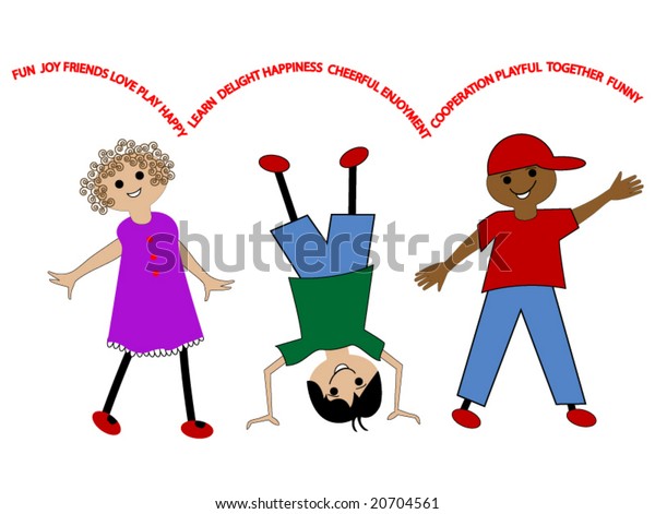 Cartoon Kids Having Fun: เวกเตอร์สต็อก (ปลอดค่าลิขสิทธิ์) 20704561 ...