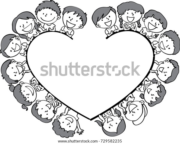 Cartoon Kids Heart Shape Border Icon Stock Vector (Royalty Free ...