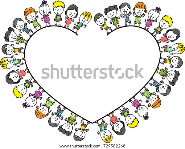 Cartoon Kids Heart Shape Border Icon Stock Vector (Royalty Free ...