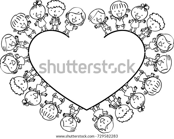 Cartoon Kids Heart Shape Border Icon Stock Vector (Royalty Free ...