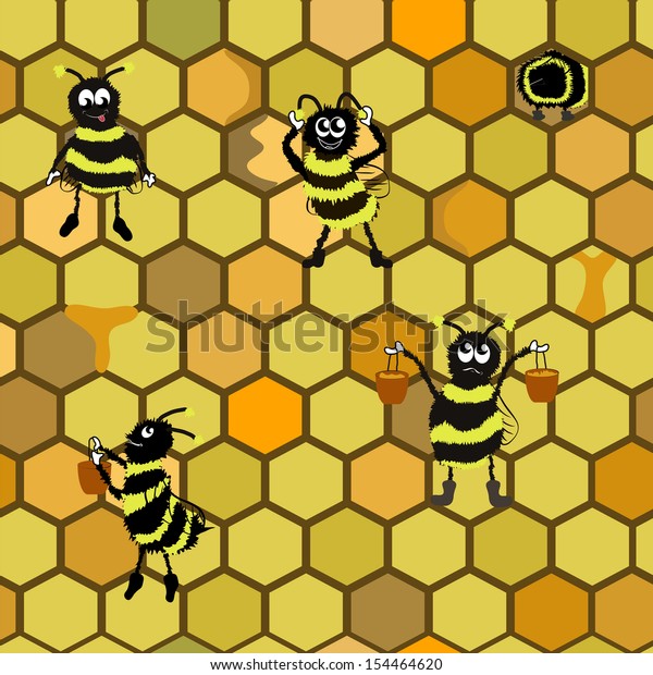 Cartoon Kids Honeycomb Seamless Pattern Background Stock Vector ...