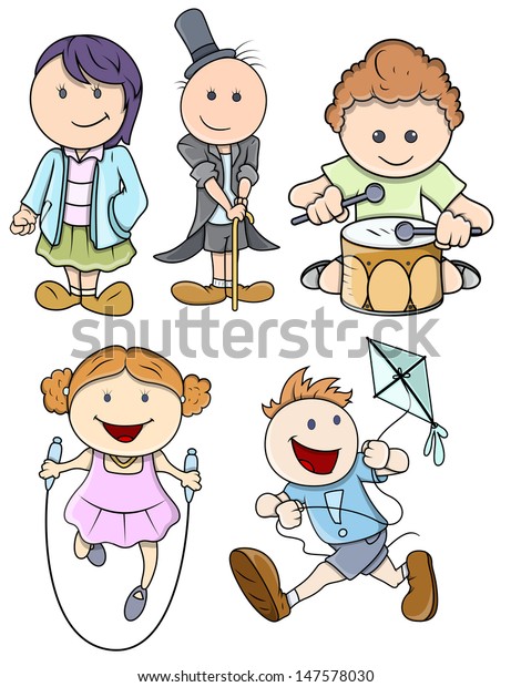 Cartoon Kids Playing Stock Vector (Royalty Free) 147578030 | Shutterstock