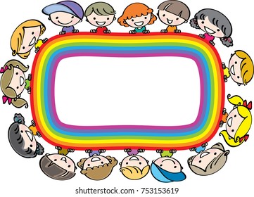 Cartoon Kids Rainbow Border Stock Vector (Royalty Free) 753153619 ...