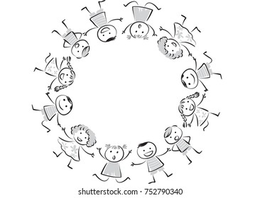 Cartoon Kids Round Border Stock Vector (Royalty Free) 752790340 ...